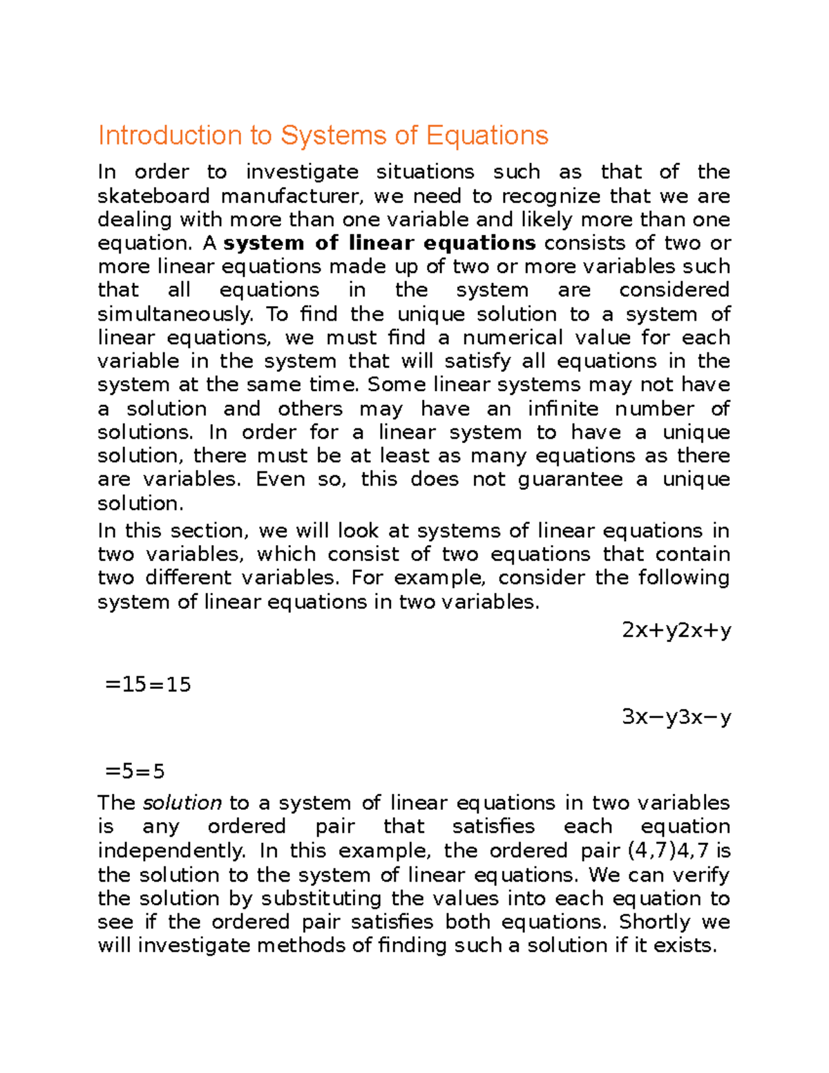 8-1 Reading and Participation Activities Systems of Linear Equations ...