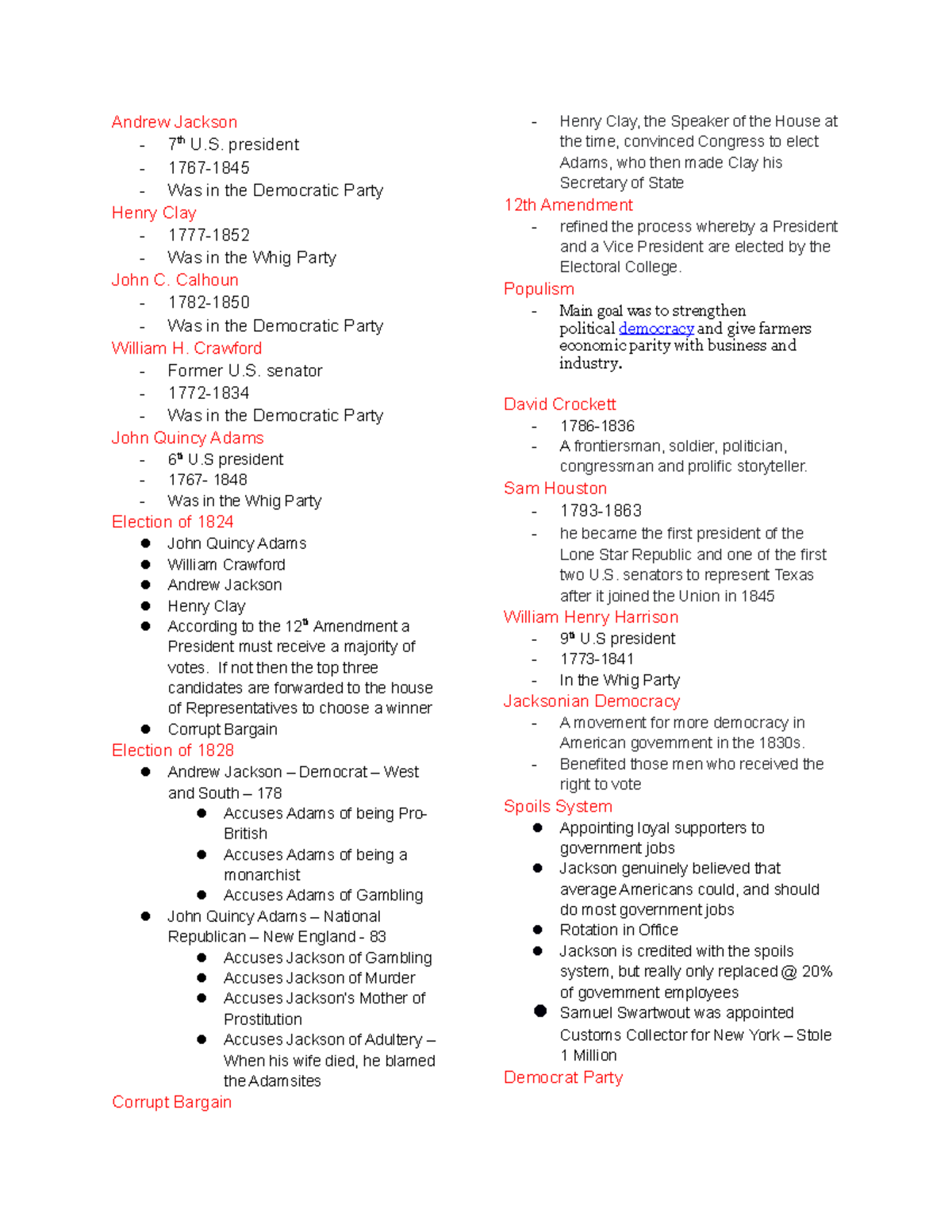 Jackson and Reform Exam review - Andrew Jackson 7 th U. president 1767 ...