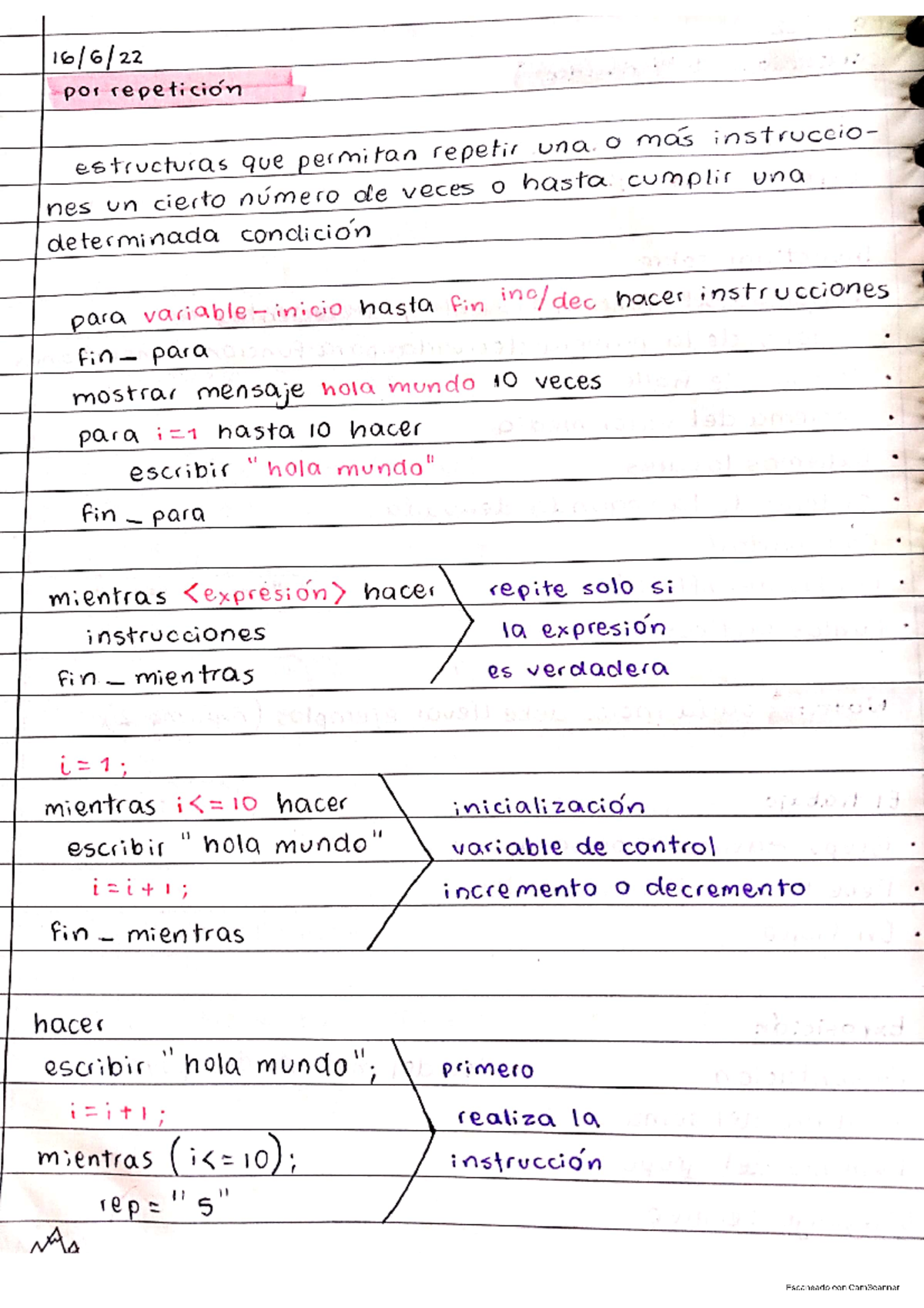 Apuntes de Programación - Estructuras por repetición - Studocu