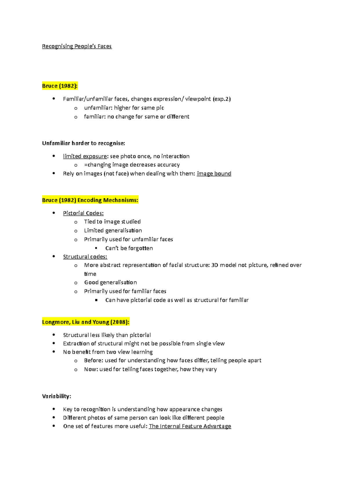 Recognising People's Faces - Recognising People’s Faces Bruce (1982 ...