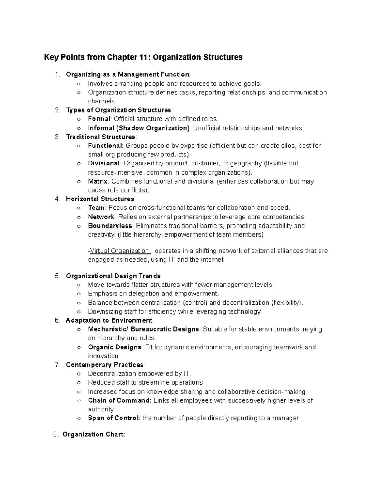 GMS 200 Chapter 11 Organization Structures - Key Points from Chapter 11 ...