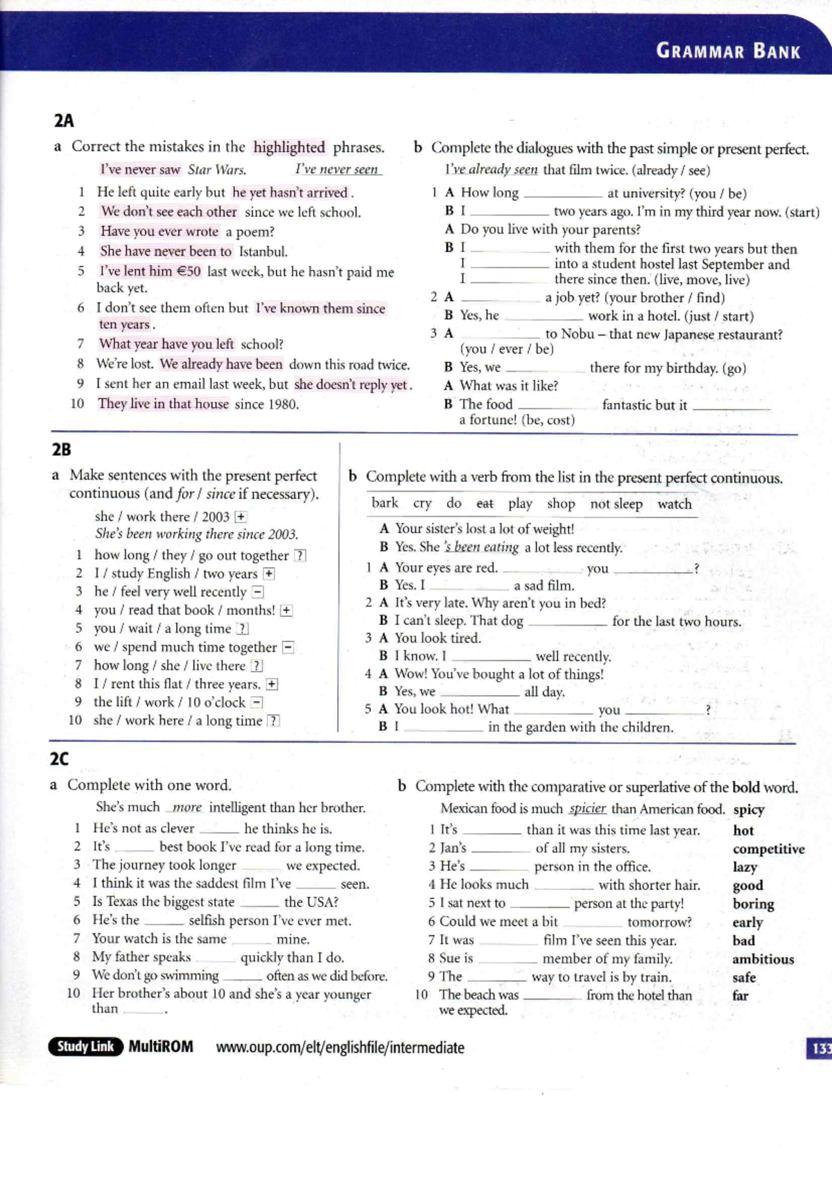 Grammar exercises Unit 2 Exercises - Inglés - Studocu