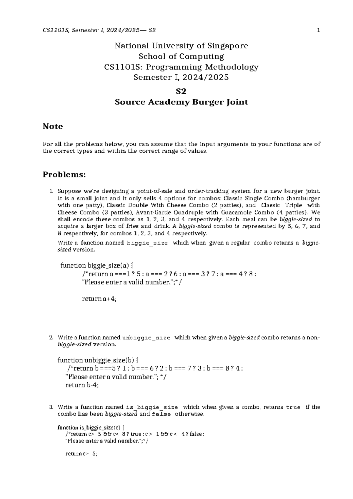 Studio-S2 - Studio 2 - CS1101S, Semester I, 2024/2025— S2 1 National ...