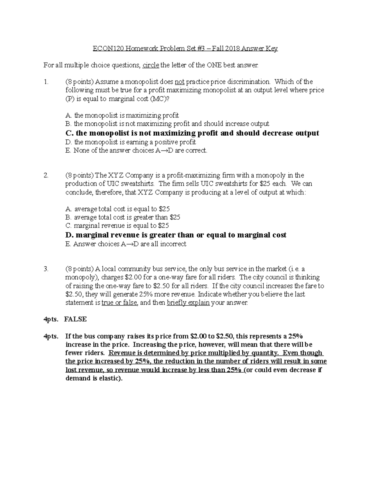 Homework Problem Set#3Fall2018 Answer Key - ECON120 Homework Problem ...