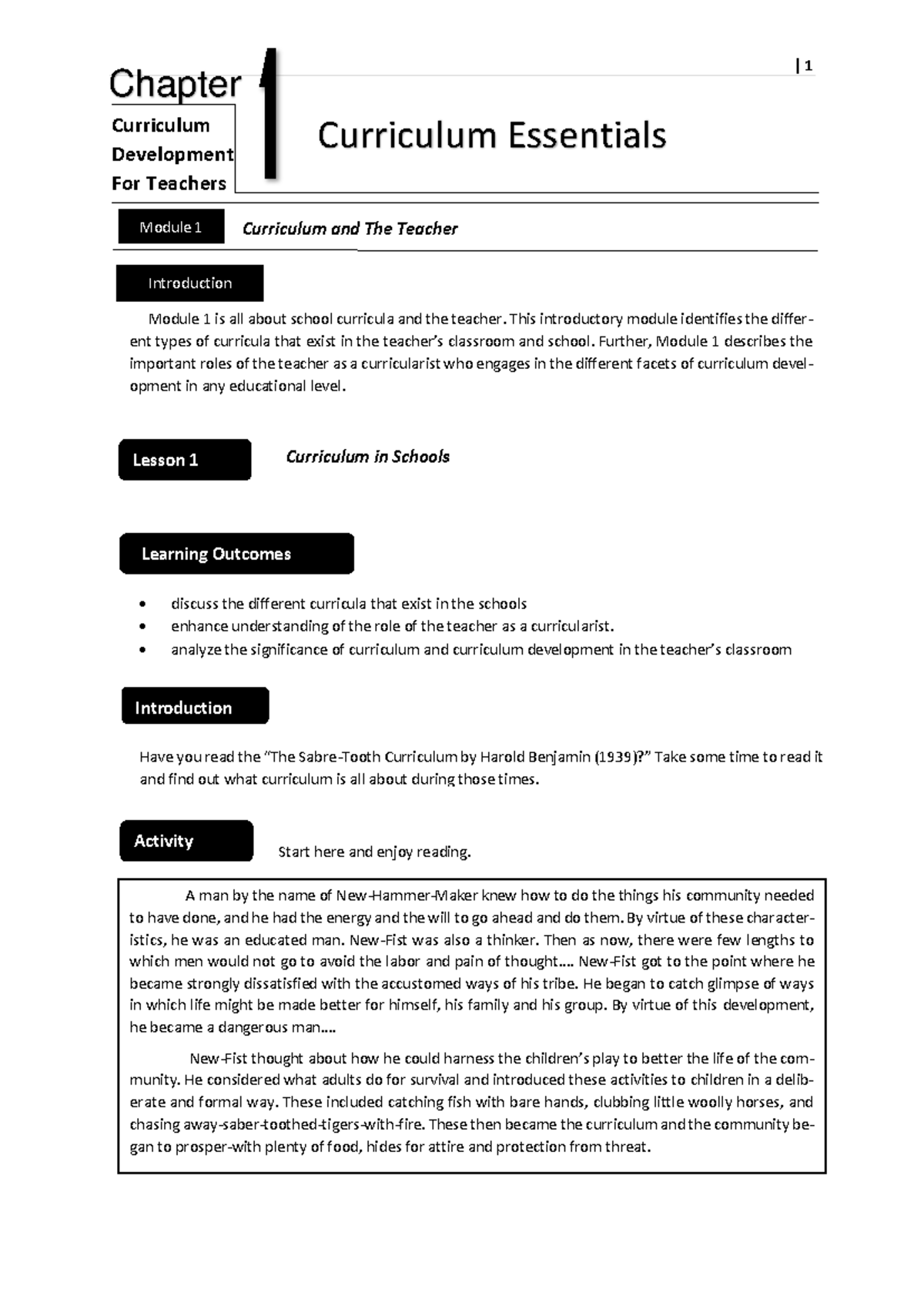 EDUC221A M1- Lesson-1-2-1 - Curriculum Development For Teachers Module ...