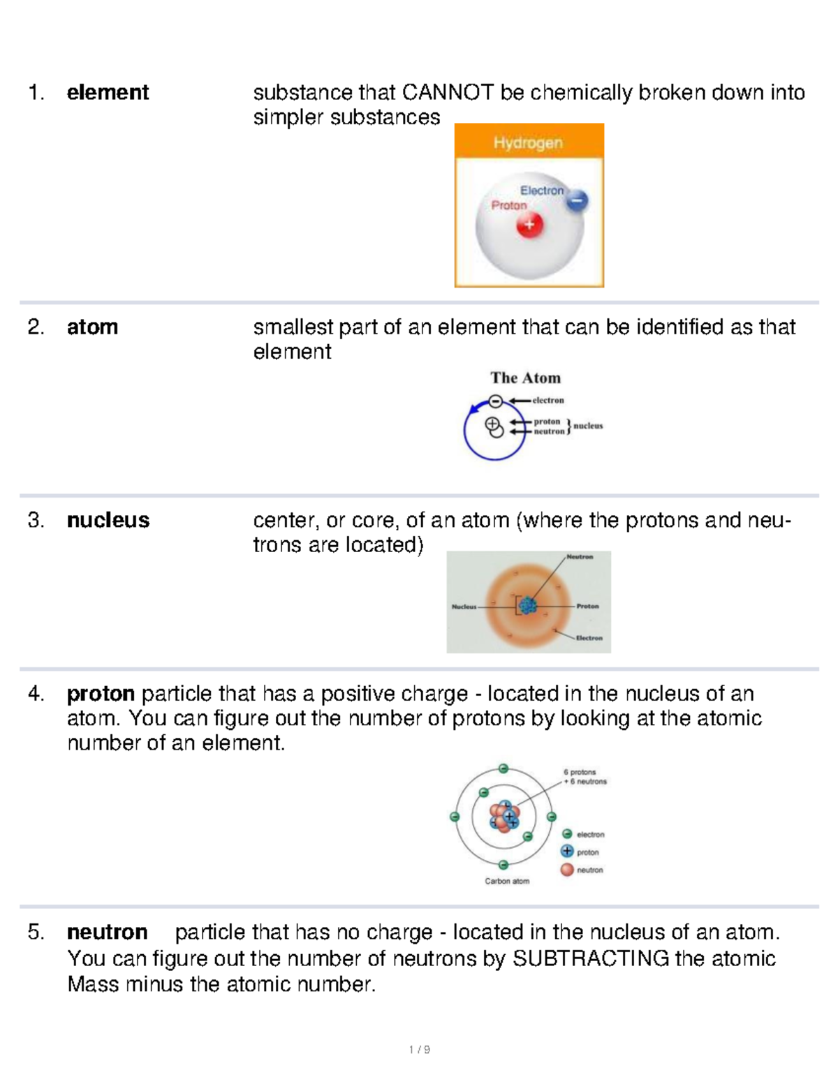 Chemistry note - proton particle that has a positive charge - located ...