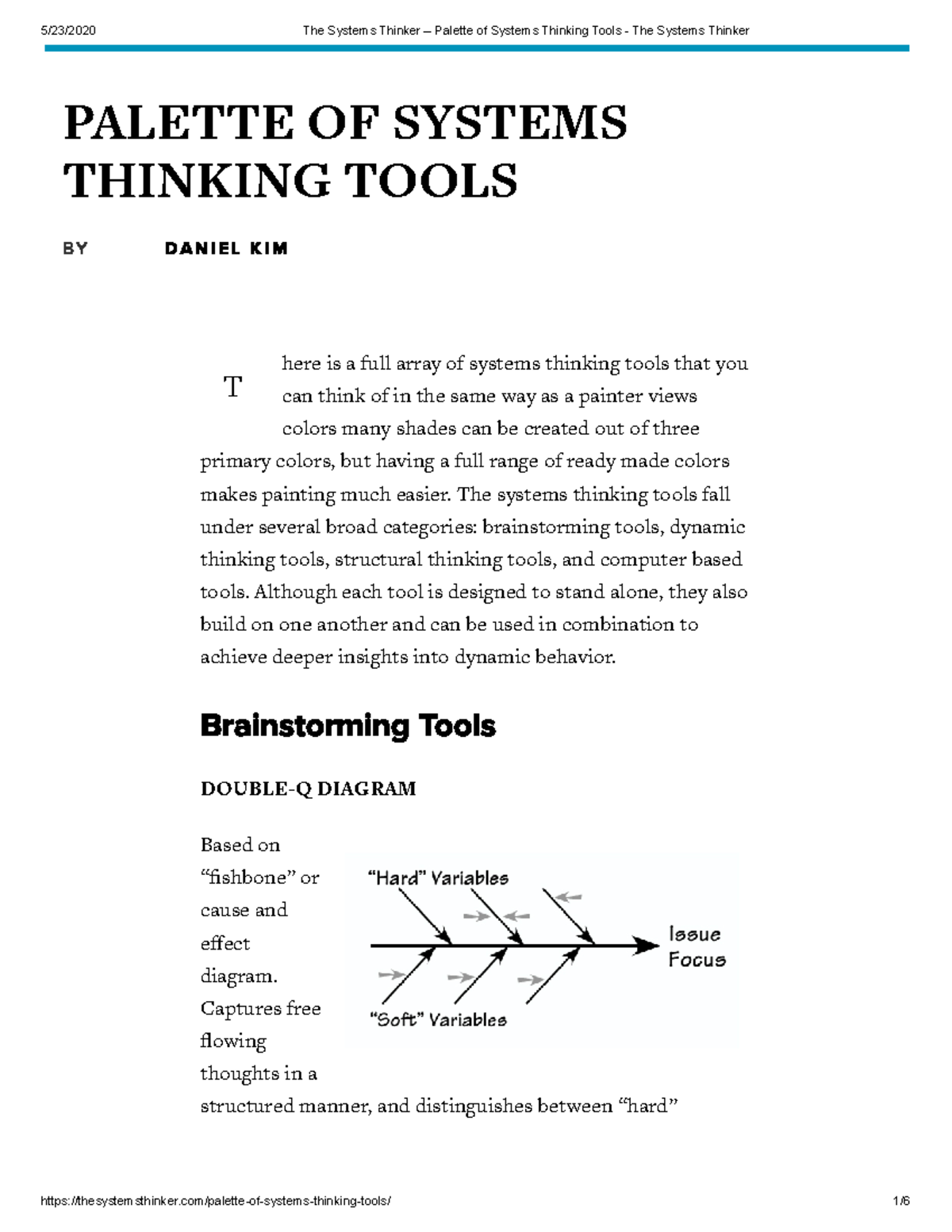 The Systems Thinker - Palette of Systems Thinking Tools - The Systems Thinker - T here is a full ...