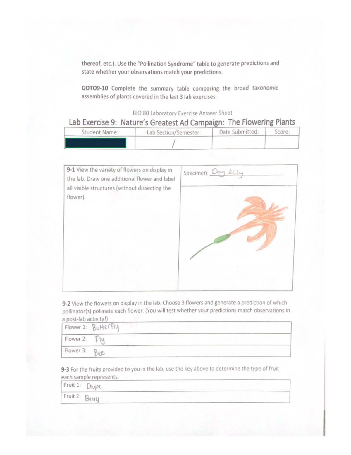 Lab 9 - this is lab 9 from bio - BIO 20 - Studocu