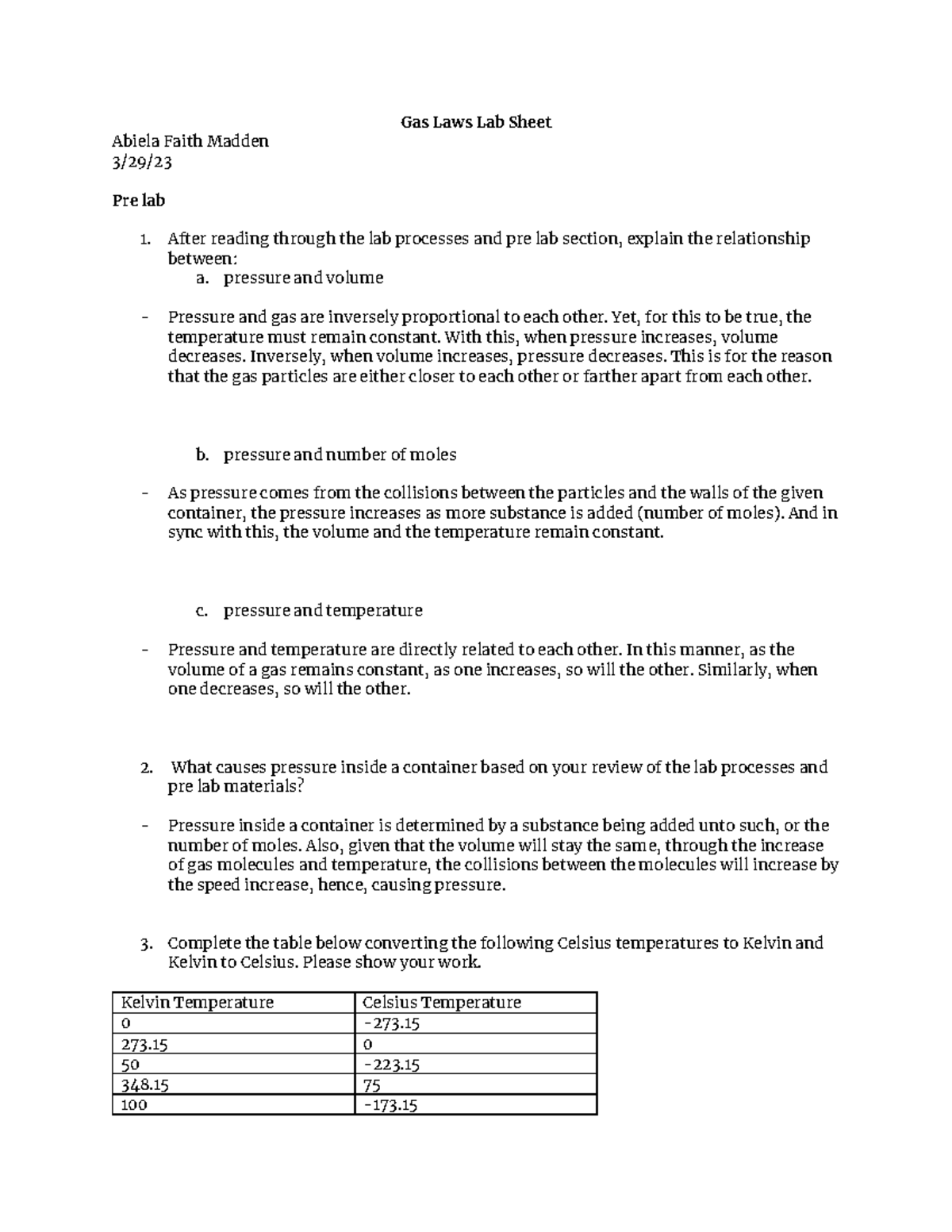 Gas Laws Lab Sheet - Madden - Gas Laws Lab Sheet Abiela Faith Madden 3 ...