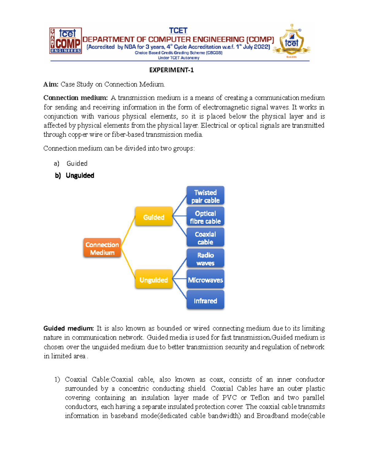 Computer networks experiment1 - EXPERIMENT- Aim: Case Study on ...