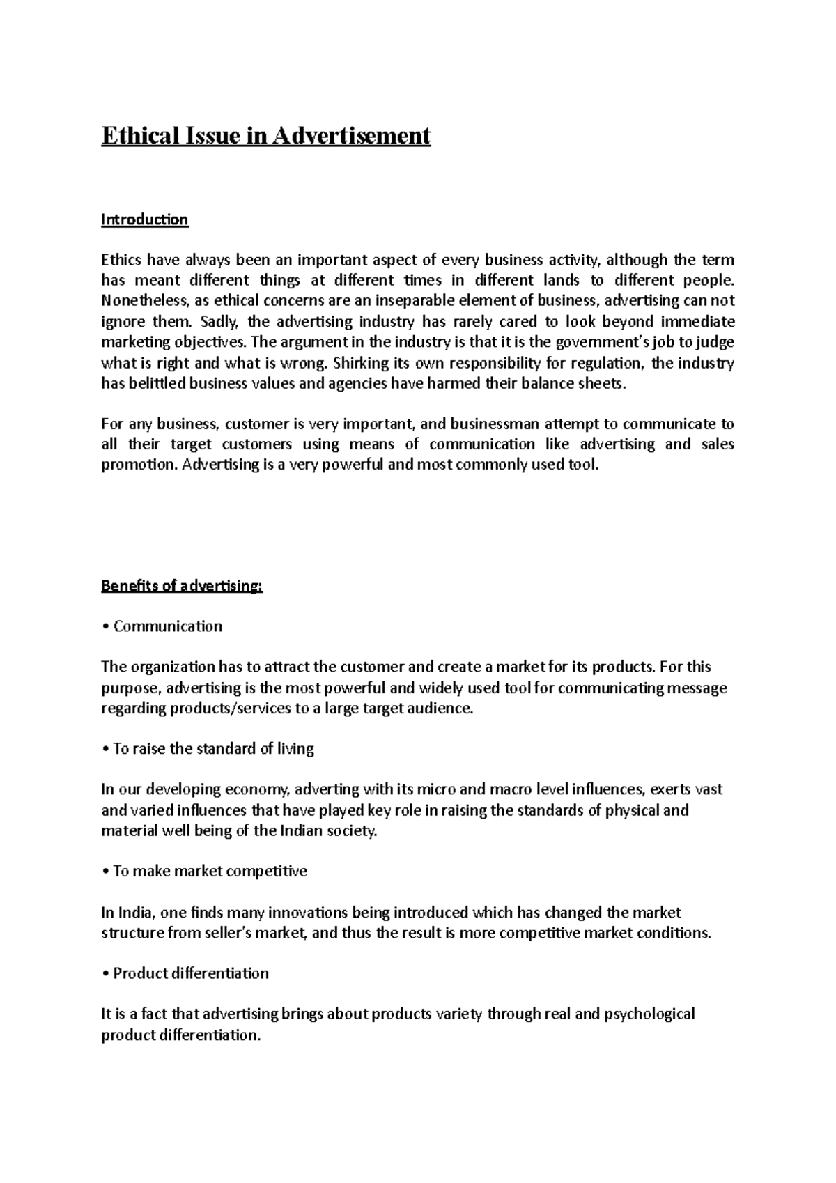 Ethics in Advertising - Ethical Issue in Advertisement Introduction ...