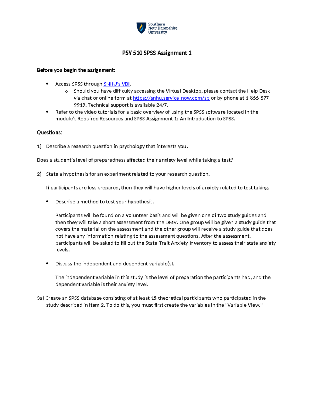 PSY 510 SPSS Assignment 1 - PSY 510 SPSS Assignment 1 Before you begin ...