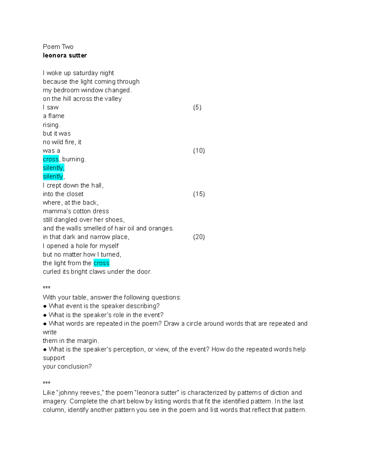 Poem 2 - leonora sutter (1) - Poem Two leonora sutter I woke up ...