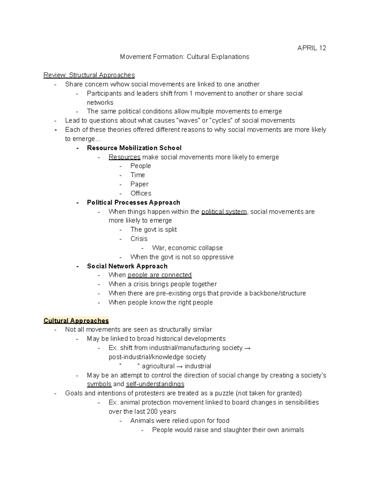 Movement Formation Cultural Explanations - APRIL 12 Movement Formation ...