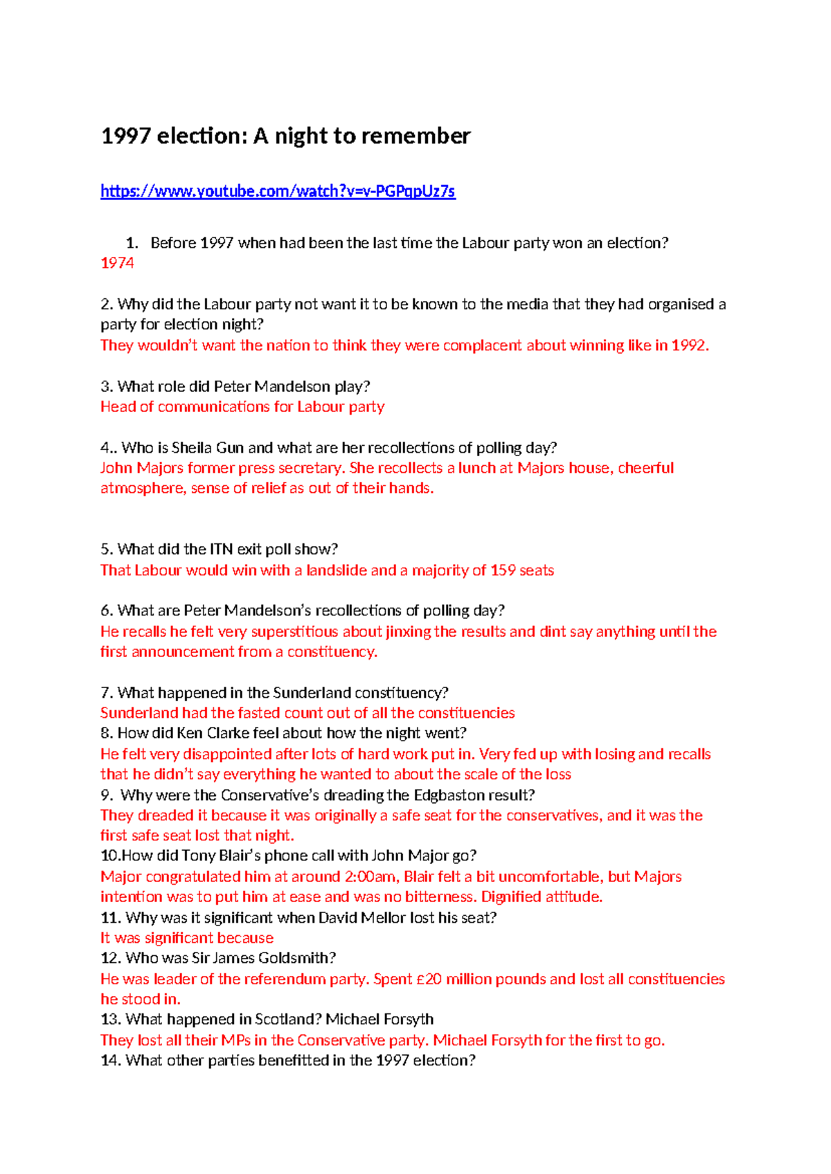 1997 election A Night to Remember - 1997 election: A night to remember ...