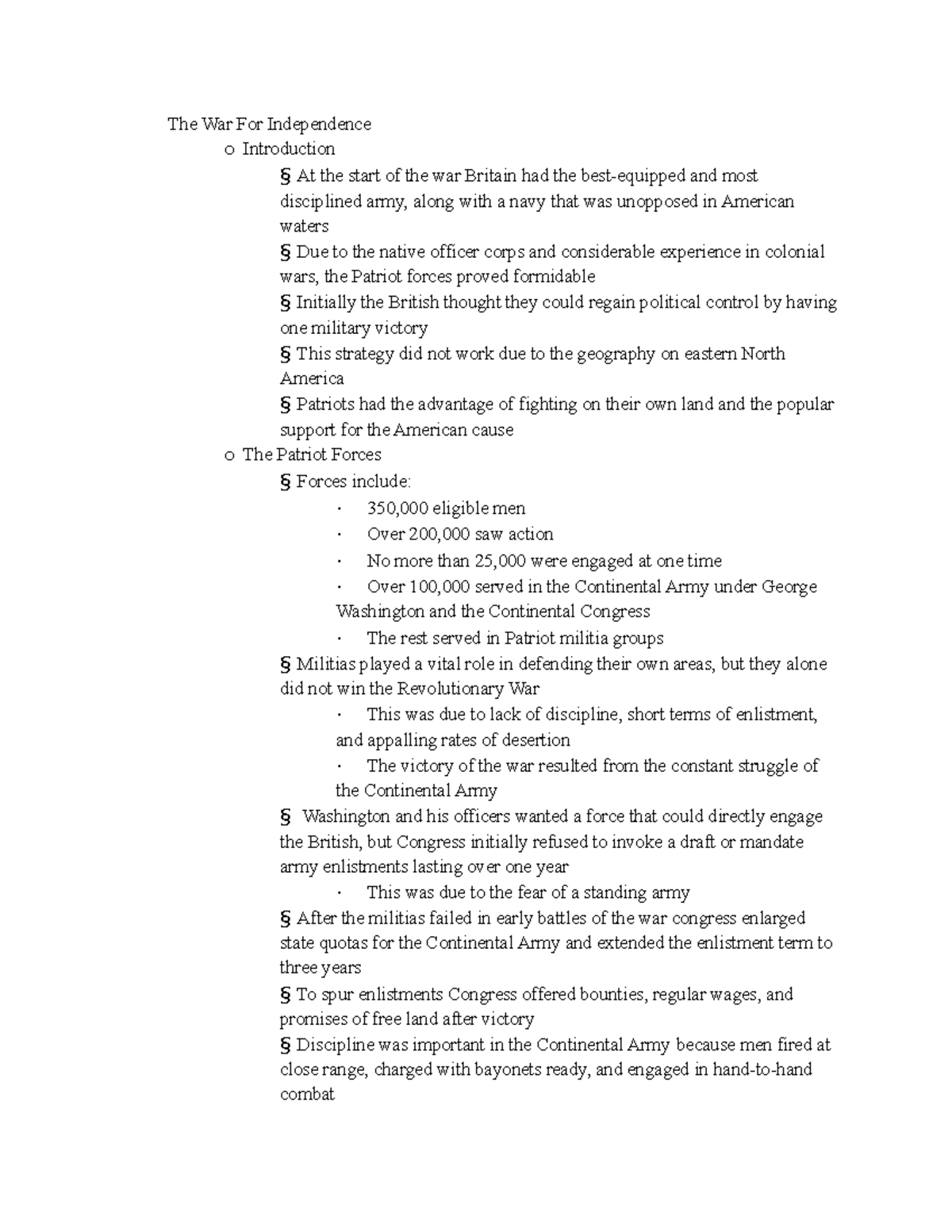 The American Revolution - The War For Independence o Introduction § At ...