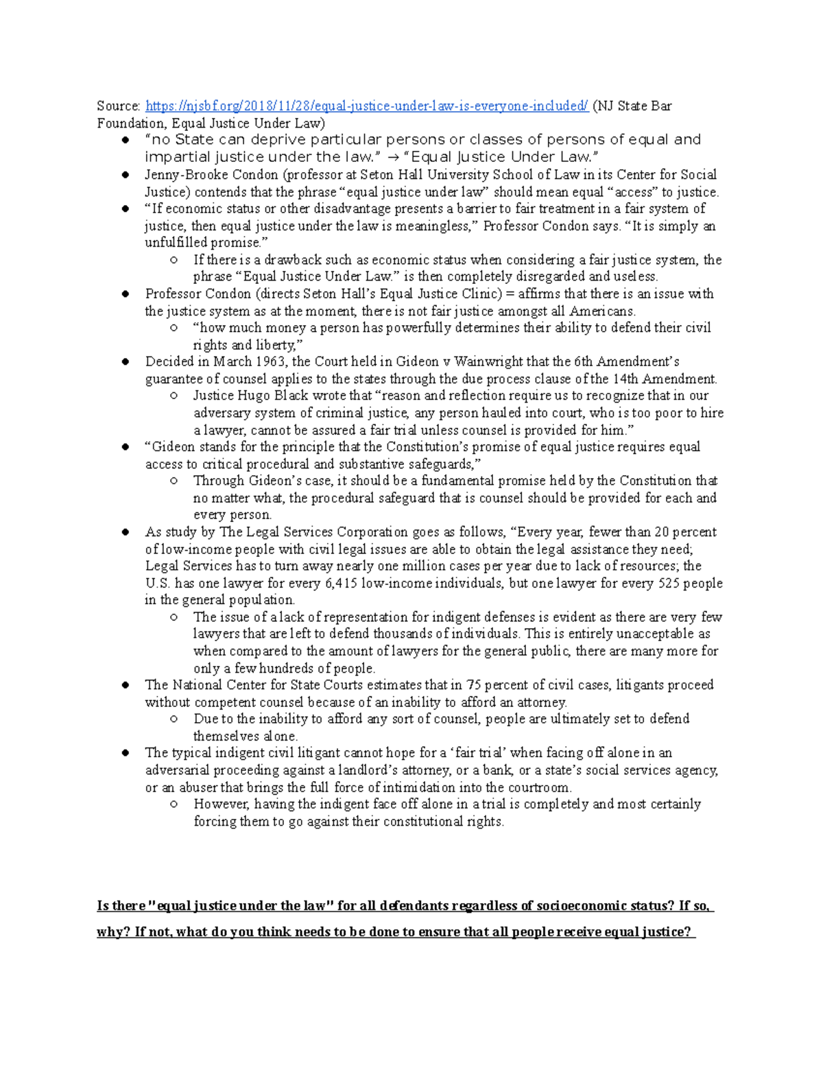 Equal Justice Law Discussion Prep - Source: - Studocu