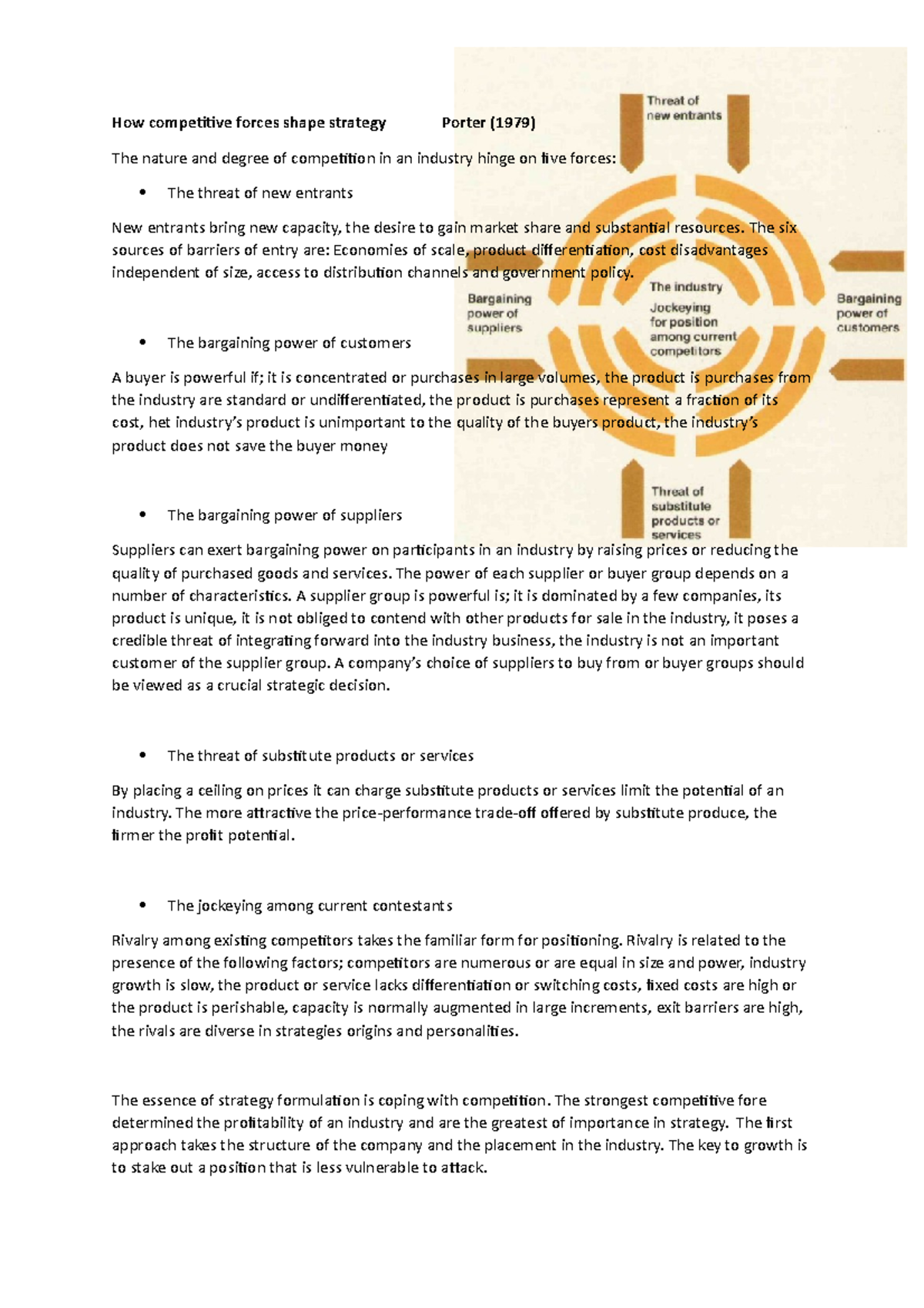 Summary competative strategy - week 1 - How competitive forces shape ...