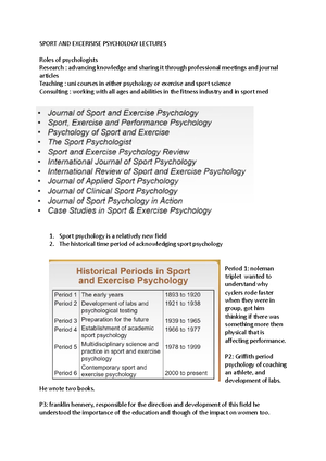 Sport and Exercise Psychology - Sport and Exercise Psychology Chapter 1 ...