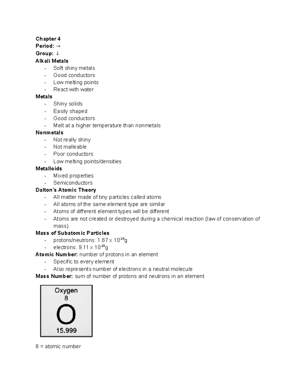 Chem Exam 2 - Lecture notes and practice material - Chapter 4 Period: → ...