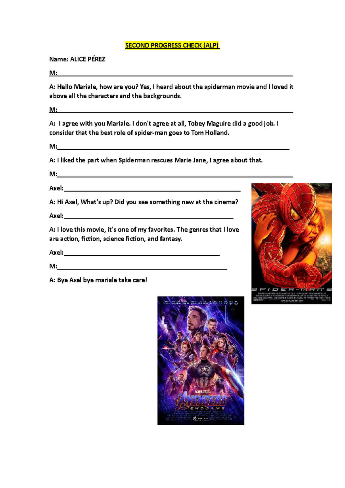 Second Progress Check - Segunda preparación para el ALP - SECOND ...