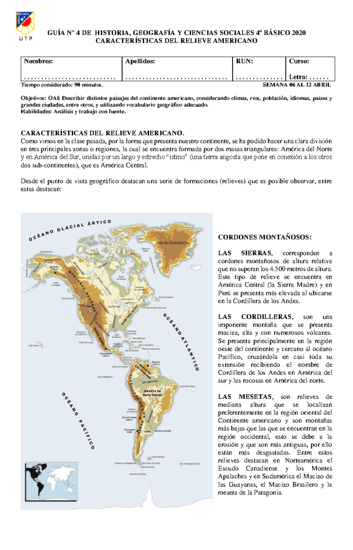 Historia 4 Basico GUIA1 Semana 4 - GUÍA N° 4 DE HISTORIA, GEOGRAFÍA Y ...
