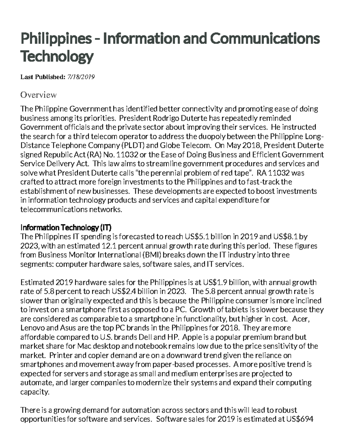 IT+in+Philippines- Overview - Philippines - Information and ...