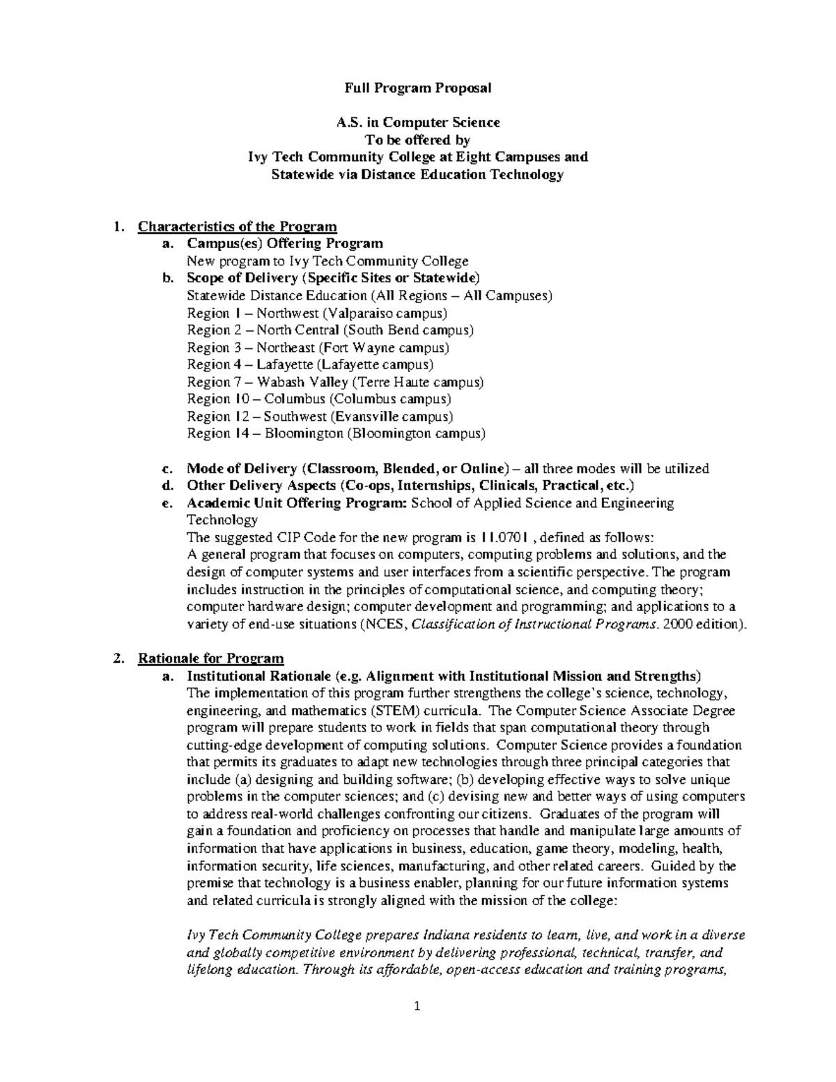 Full Program Proposal - First - Full Program Proposal A. in Computer ...