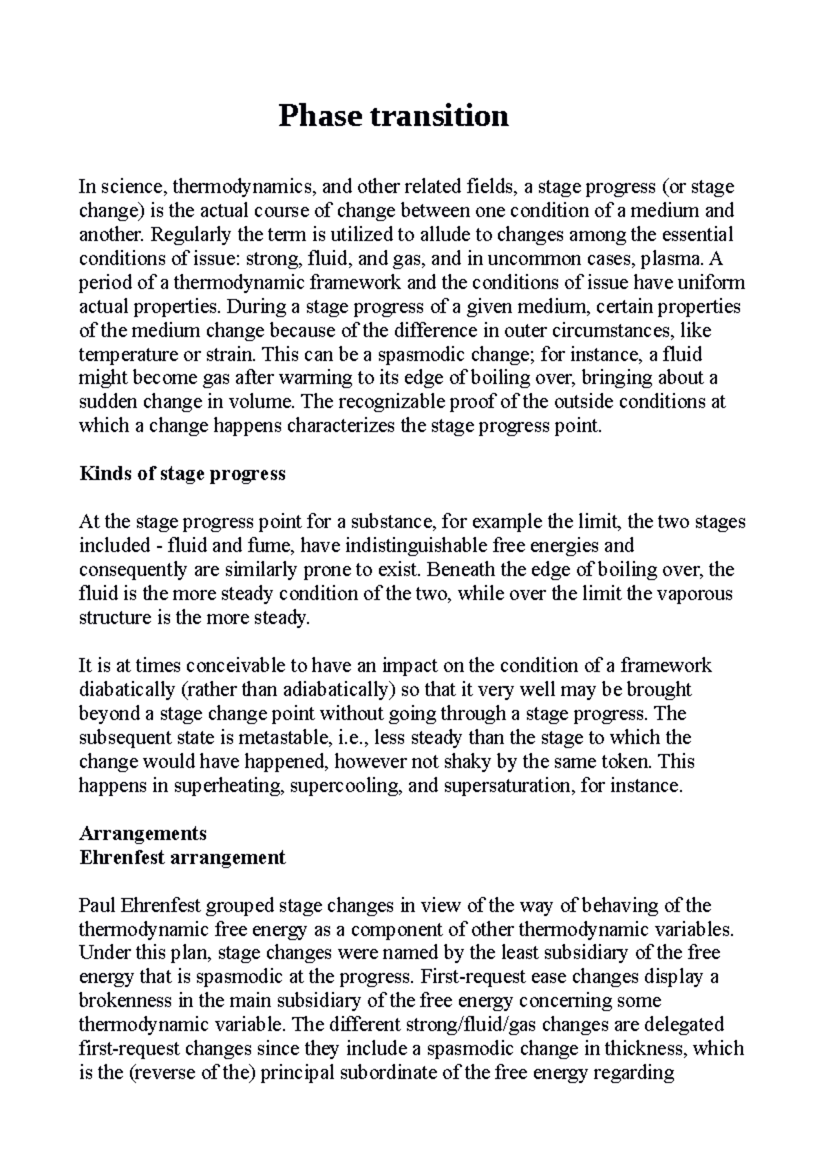Phase transition - Ifha - Phase transition In science, thermodynamics ...