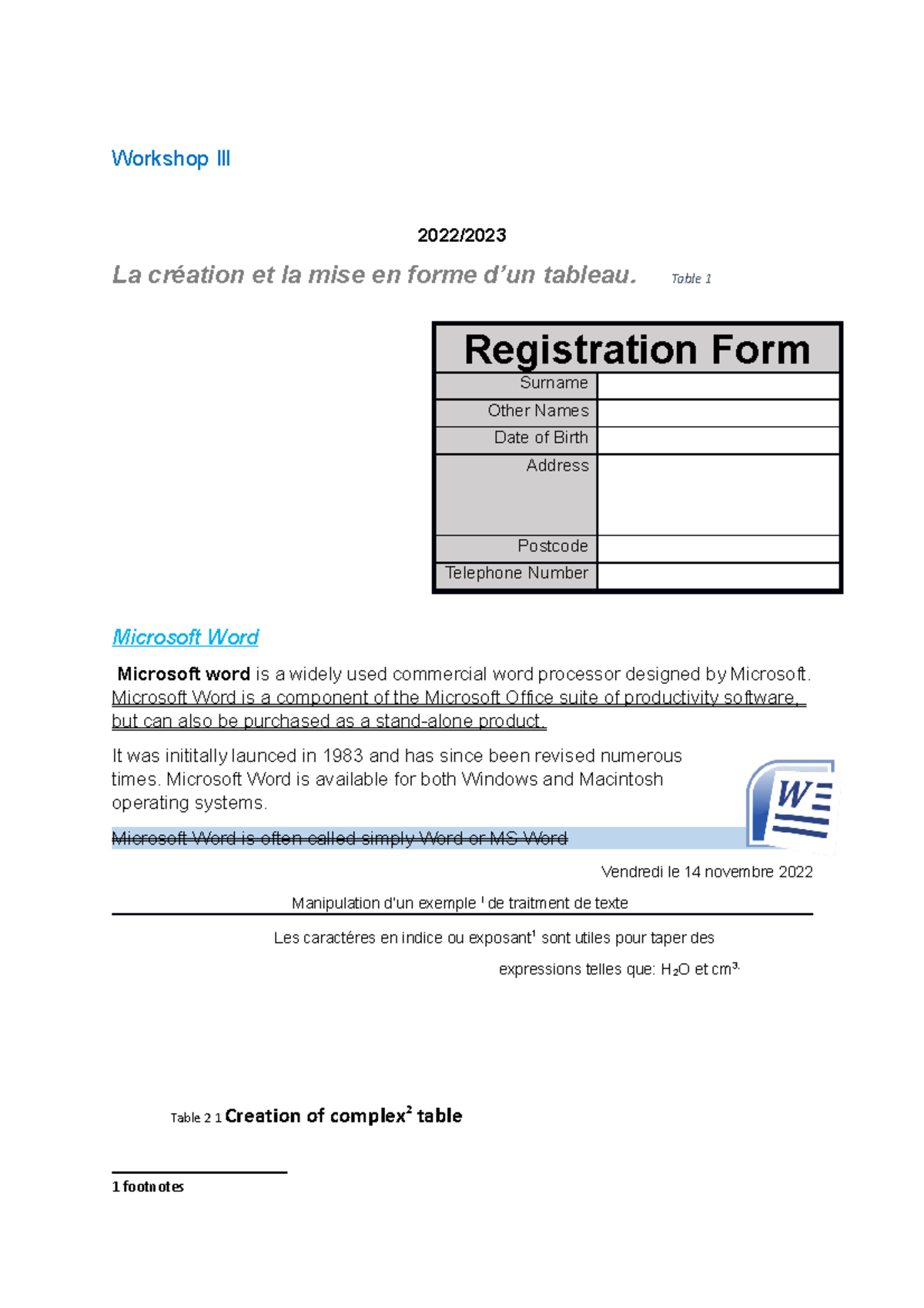 Workshop - Learning how to use microsoft word - Workshop III 2022/ La ...