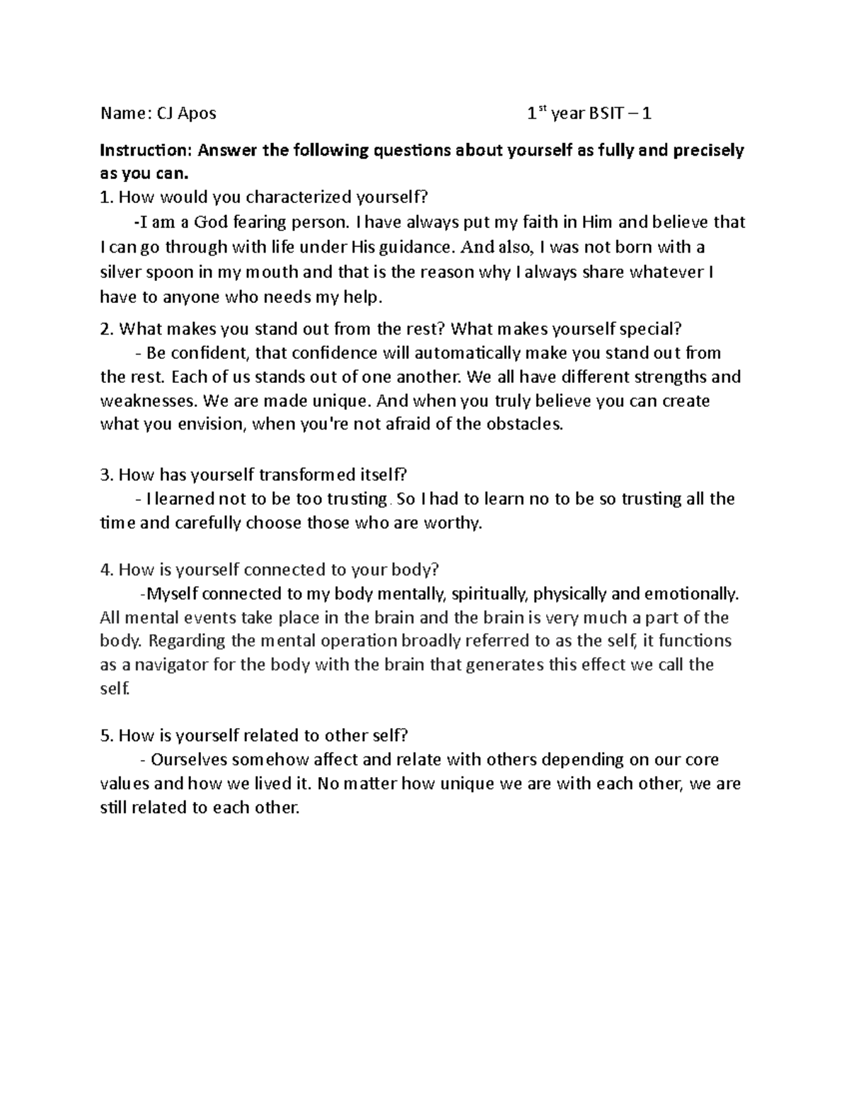Task 3 a spoken or written representation or account of a person ...