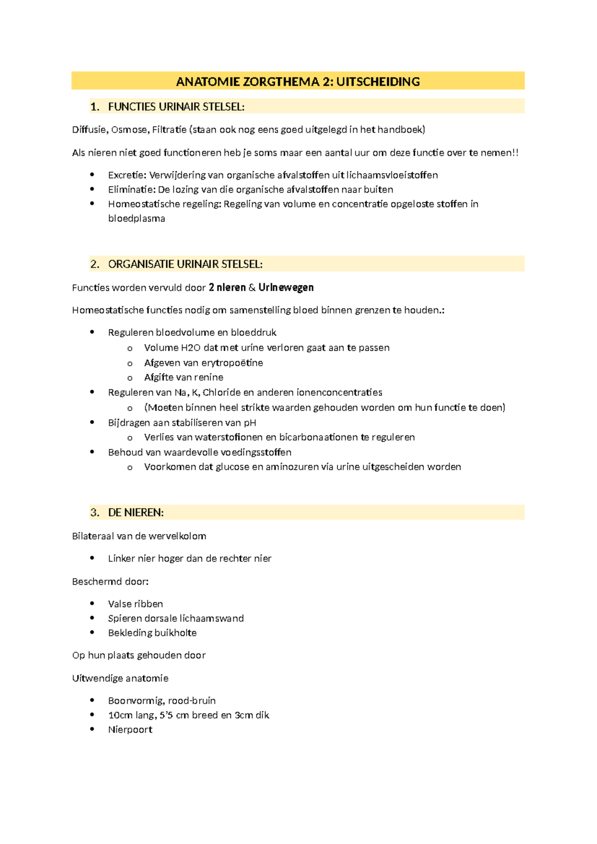 Urinair stelsel - Samenvatting Anatomie en fysiologie - ANATOMIE ...