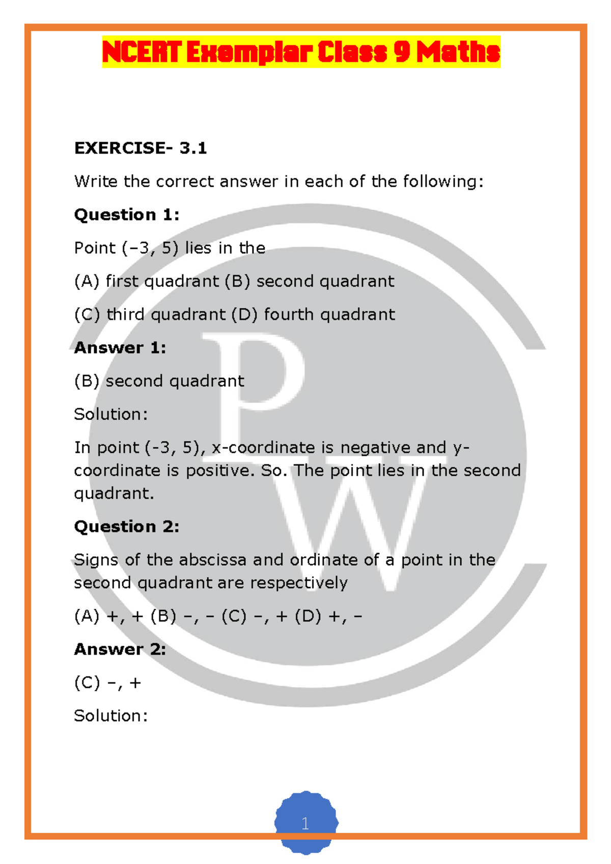 Math ch 3 - thankyou very much for - EXERCISE- 3. Write the correct answer in each of the ...
