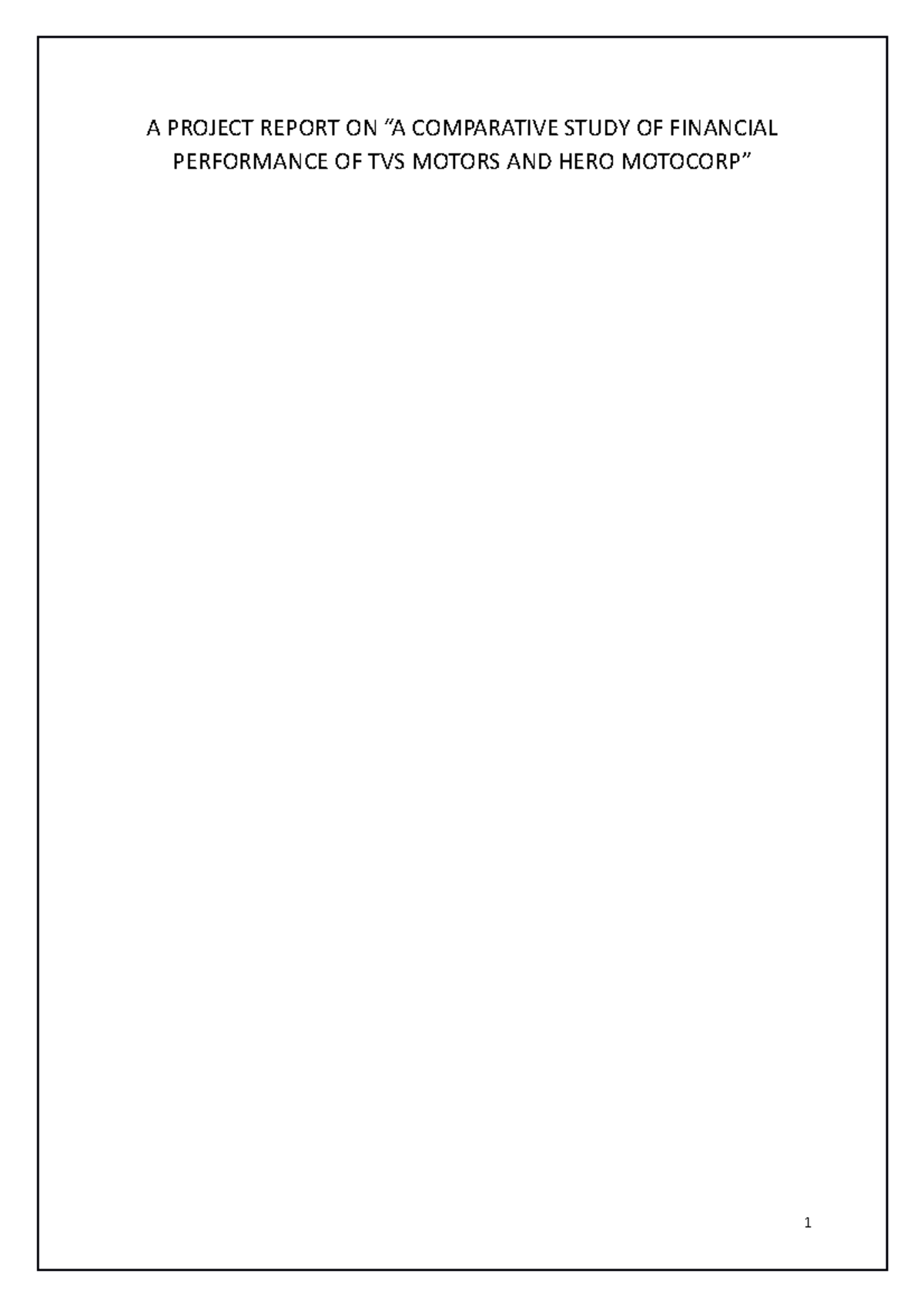 Final Project - gvg rdb okbv - A PROJECT REPORT ON “A COMPARATIVE STUDY ...