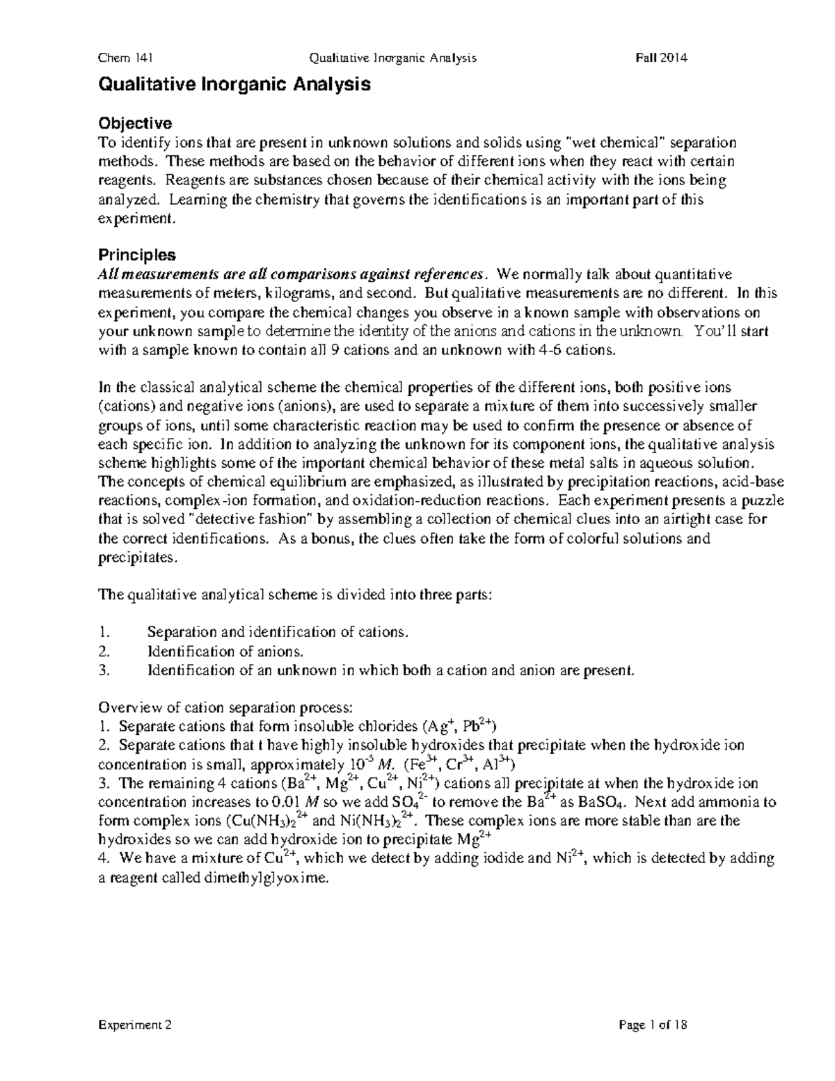 Qualitative Inorganic Analysis - Qualitative Inorganic Analysis ...