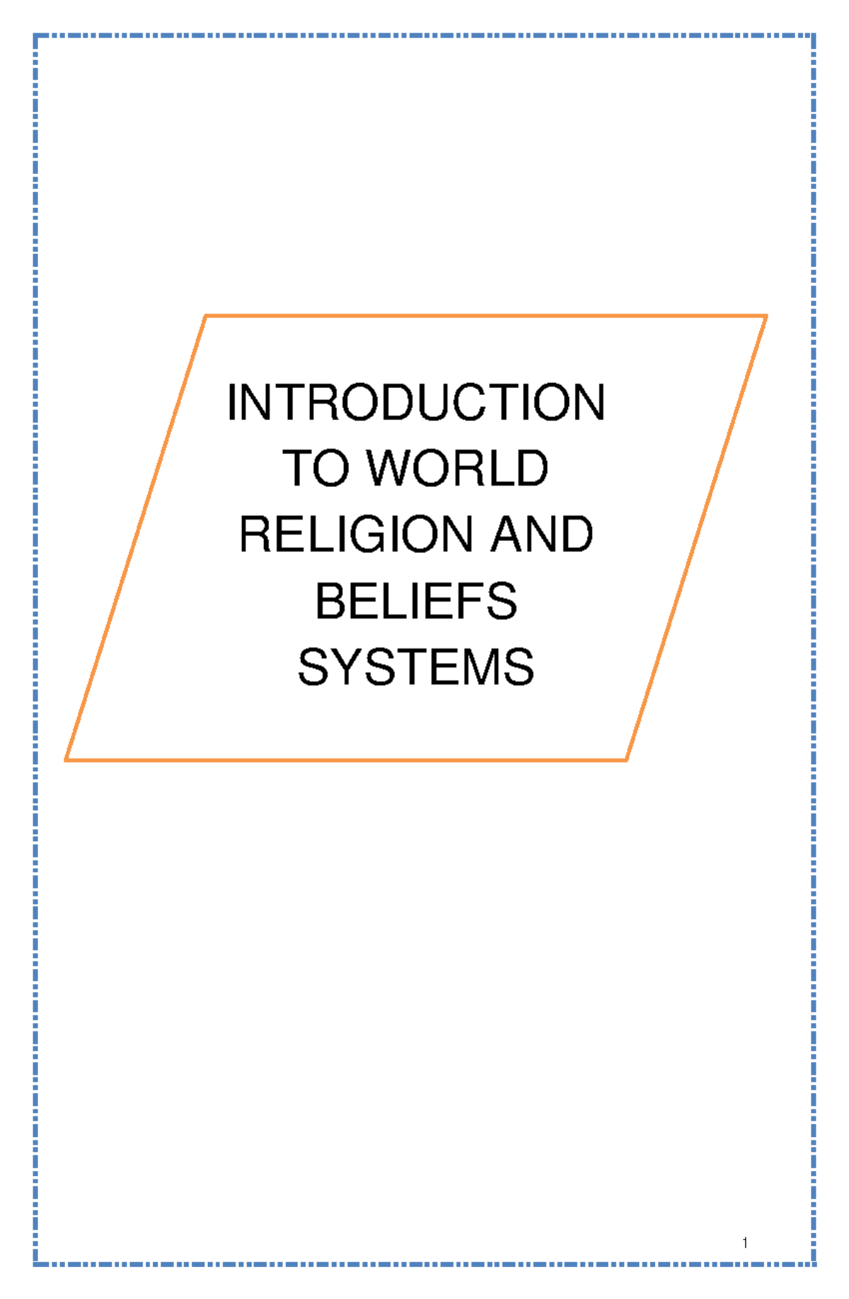 World Religion pdf - INTRODUCTION TO WORLD RELIGION AND BELIEFS SYSTEMS ...