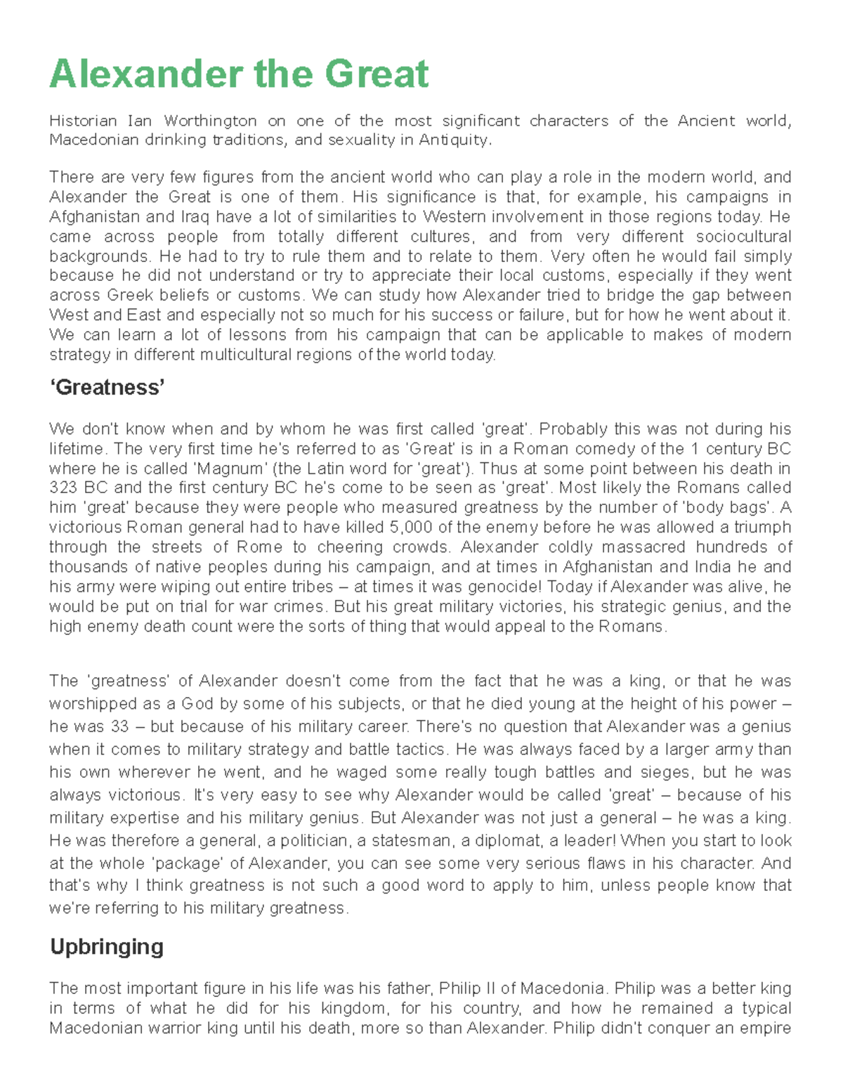 Alexander the Great - MODULE 1 - Alexander the Great Historian Ian ...