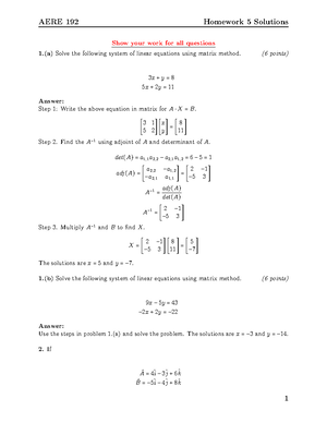 AERE 192 Homework 8 - AERE 192 Homework 8 Solutions Find the Riemann sum for f (x) = cos(x).cos ...