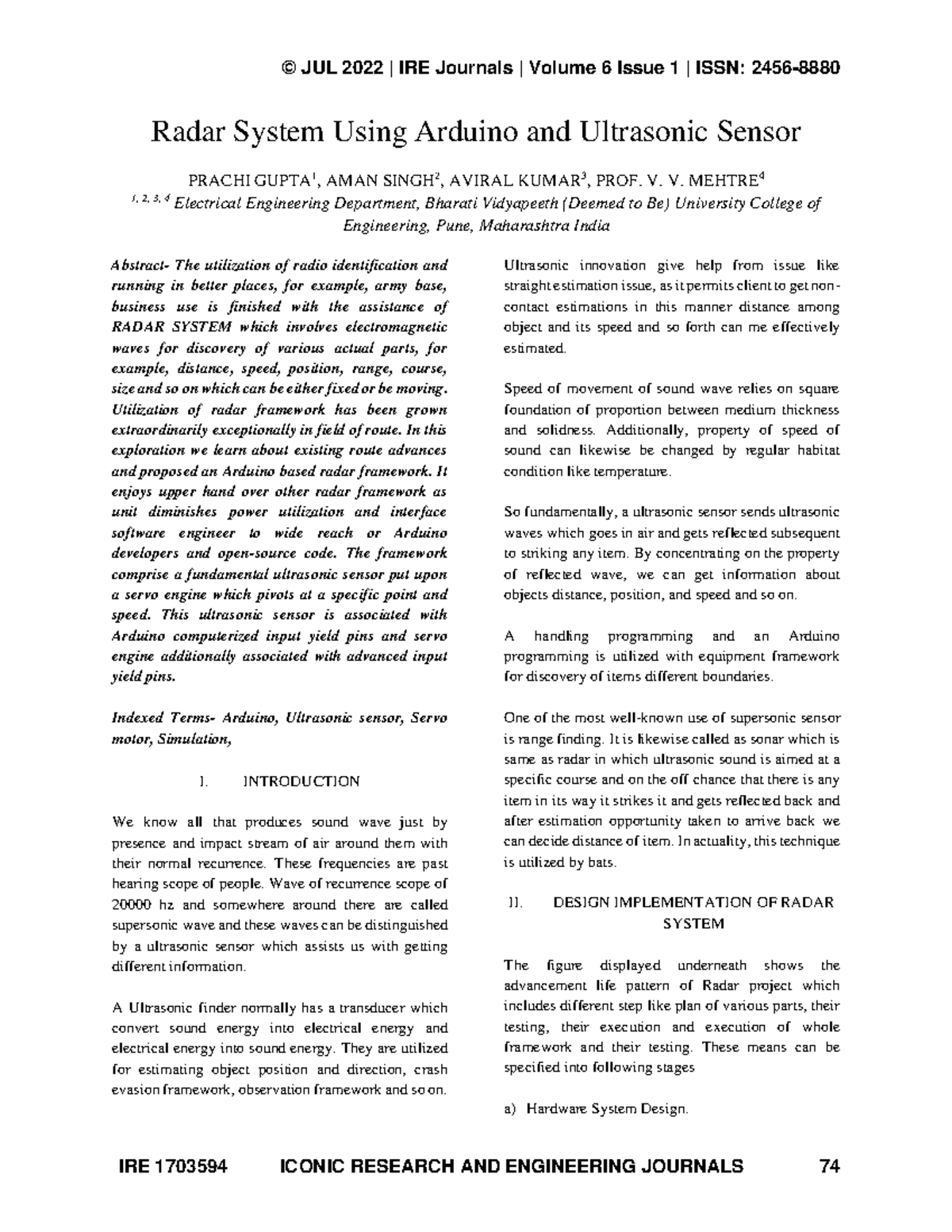 1703594 - Good - Radar System Using Arduino and Ultrasonic Sensor ...