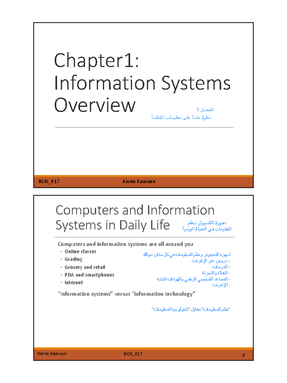 قضايا ch1 - capture that Transfer to Arabic - BCIS_417 Karim Kamoun Chapter1: Information ...
