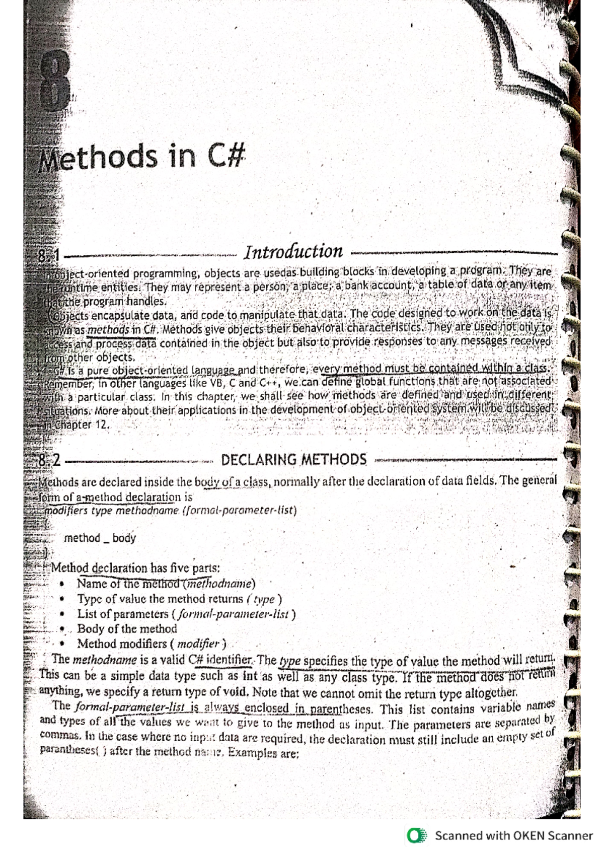 Chapter 8 Methods in C Sharp - Bachelor's of computer Application (BCA ...