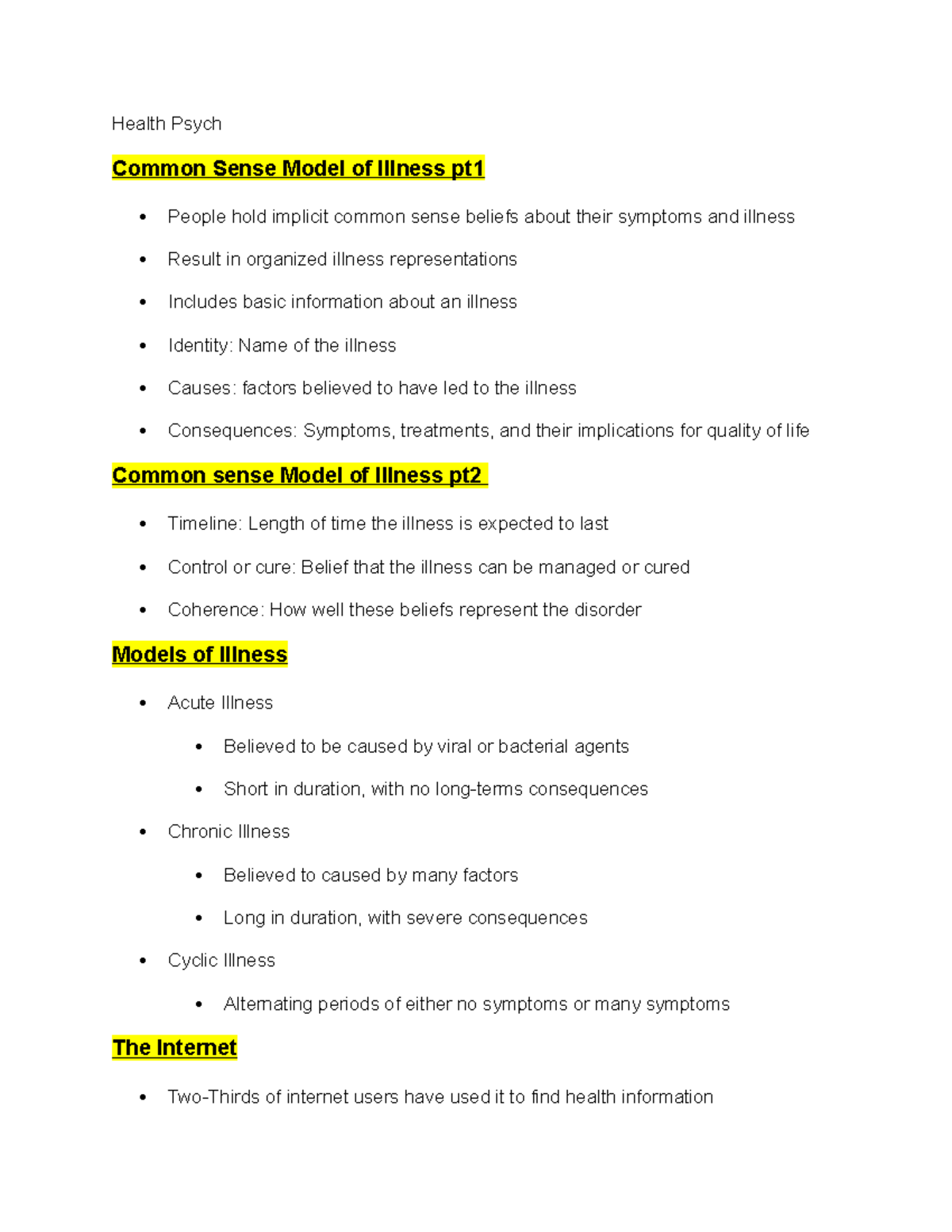 Health Psych DAY33 - Models of Illness - Health Psych Common Sense ...