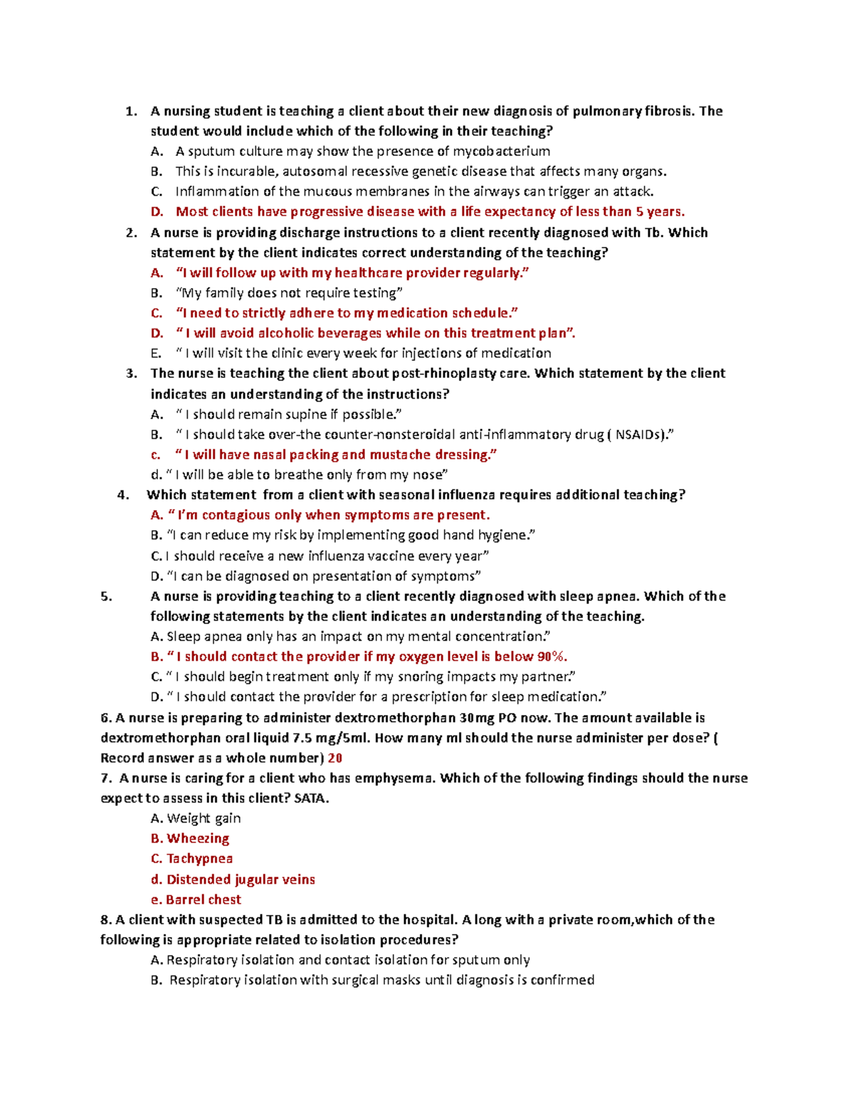 Corrected MDC3-EXAM2 - Exam 2 review practice questions - A nursing ...