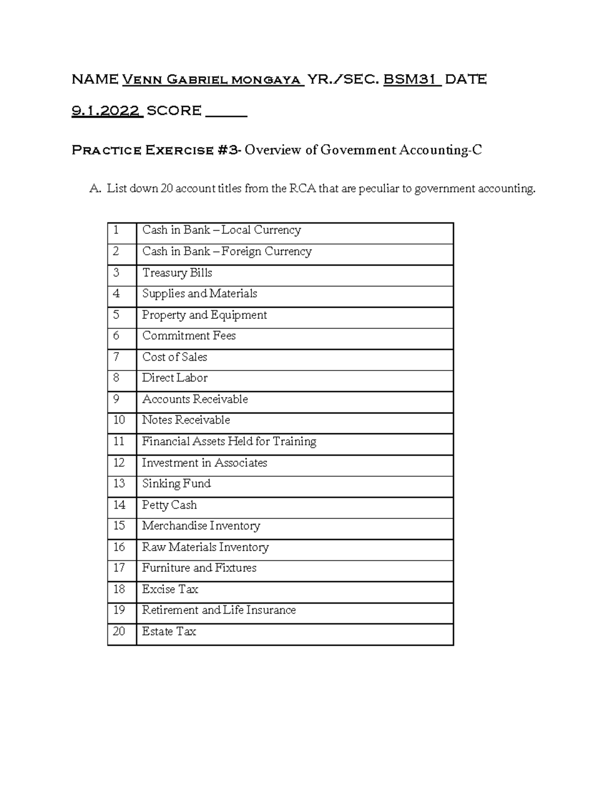 Mongaya V Practice Exercise 3 Overview of Accounting-C - NAME Venn ...
