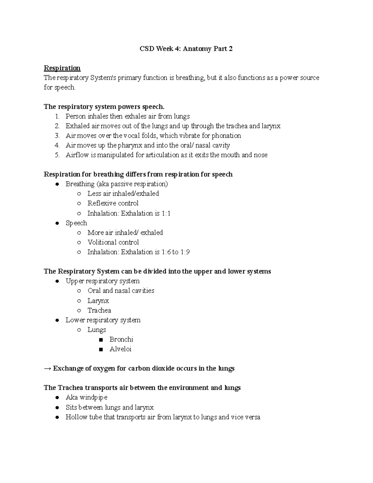 CSD 146 Week 4 - Professor Bryd - CSD Week 4: Anatomy Part 2 ...