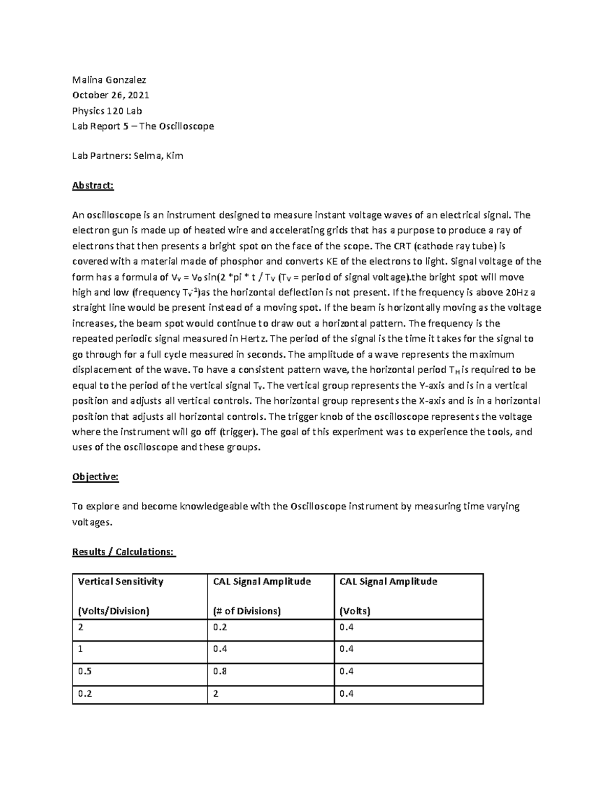 PHYS LAB REPORT 5 - 110 - Hunter College - Studocu