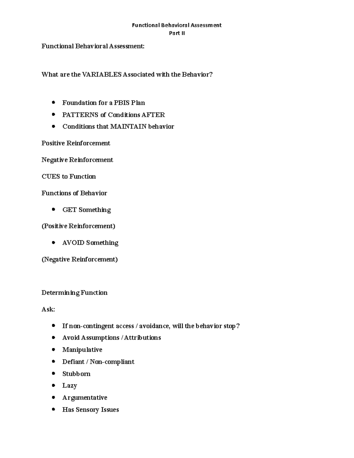 Functional Behavioral Assessment-II - Functional Behavioral Assessment ...