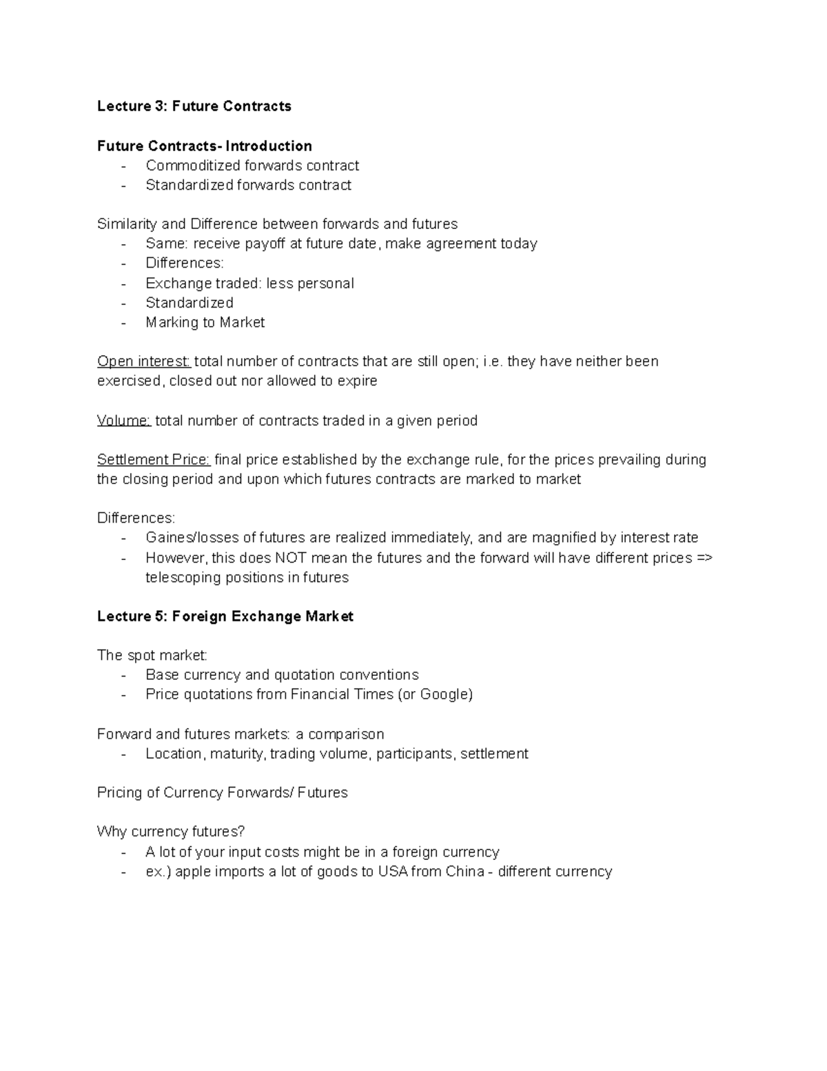 FINA 4522- Lecture 3 - Lecture 3: Future Contracts Future Introduction ...