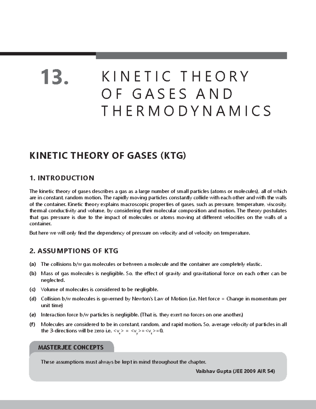 13 - Physics notes for kinetic theory of gas and thermodynamics - 13. K ...