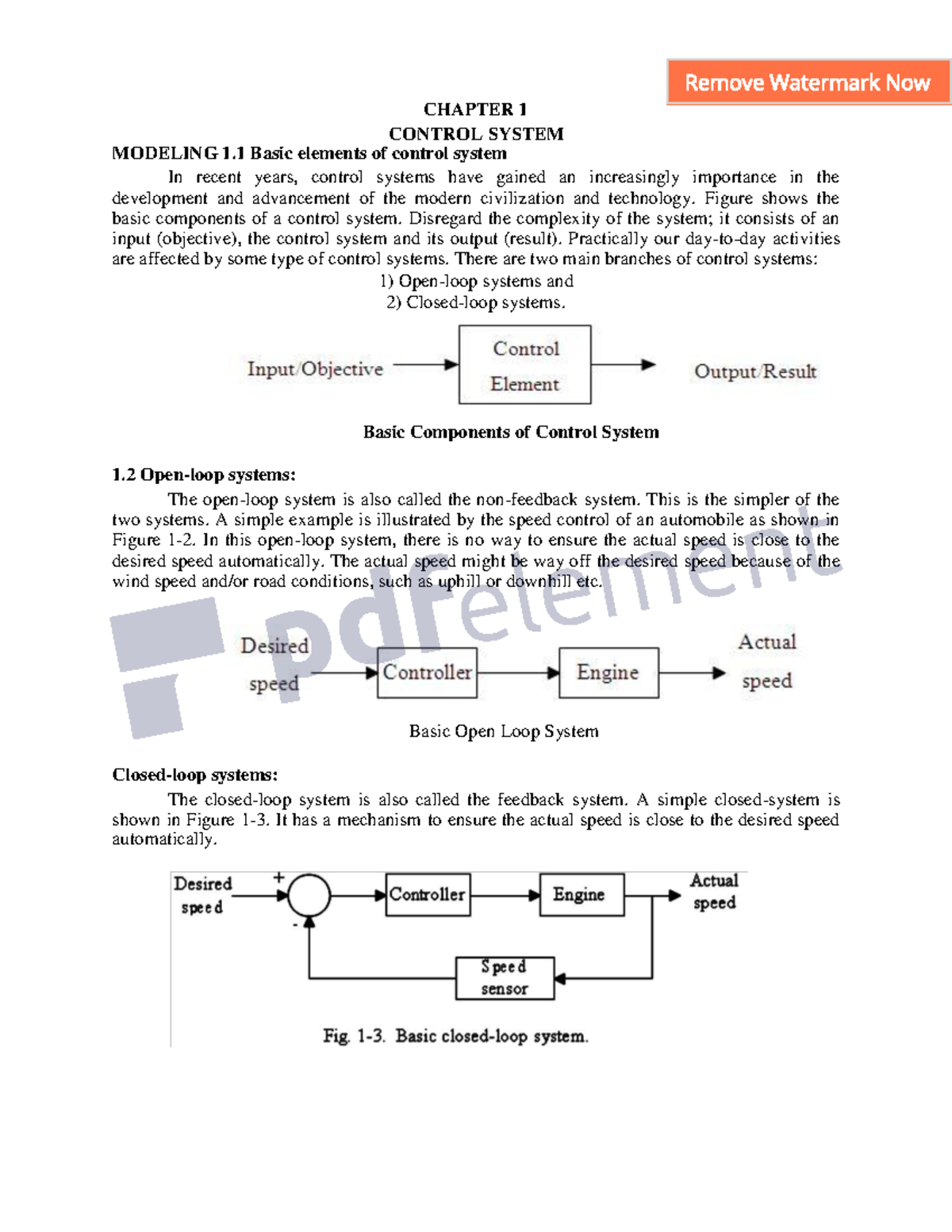 ENGG4123Control System 1 CHAPTER 1 CONTROL SYSTEM MODELING 1 Basic